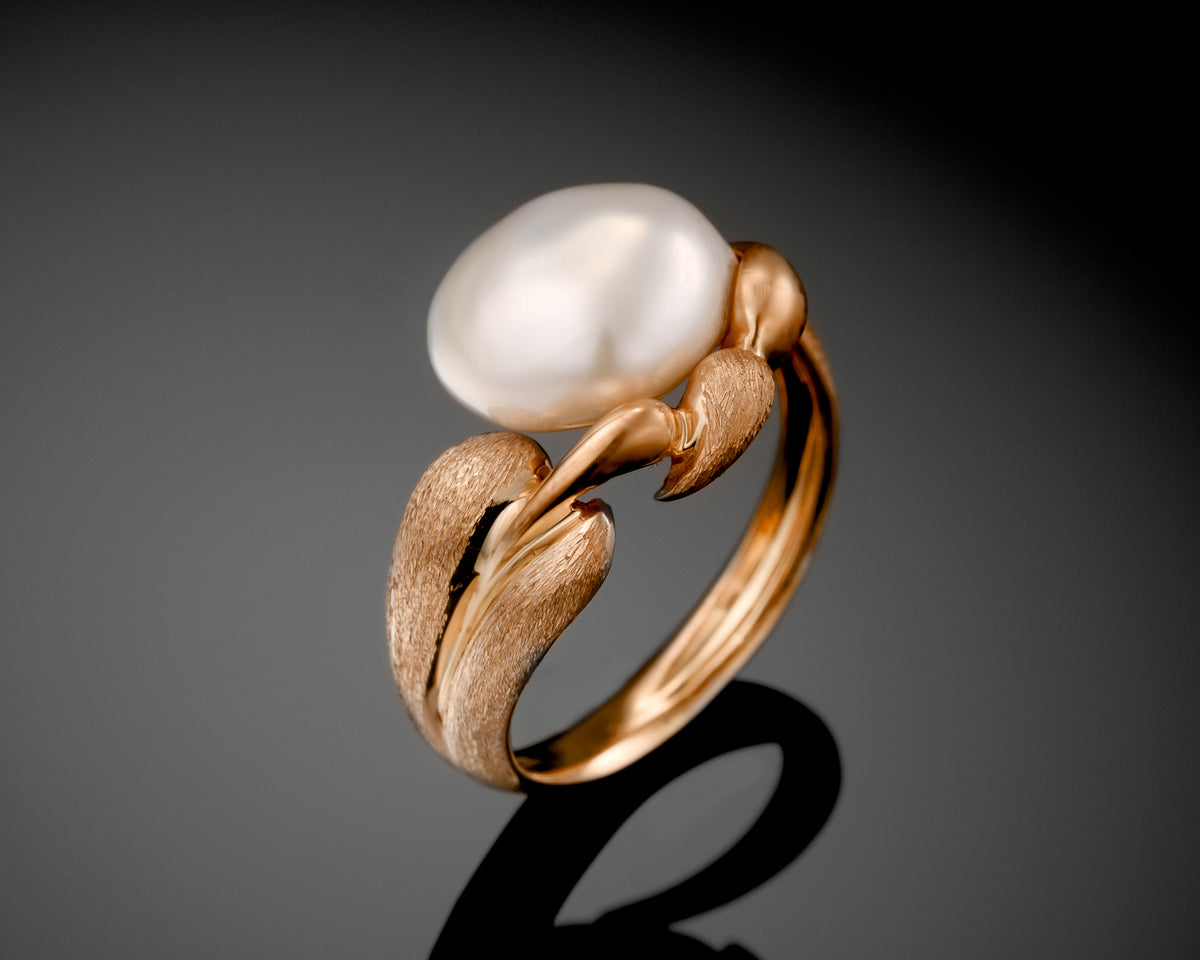 Autumn ring, pearl ring, 18k yellow gold | Layanijewelry.com,Freshwater ...